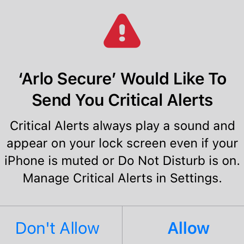 What are Critical Alerts and how do I set them up on my Arlo Secure App for iOS?